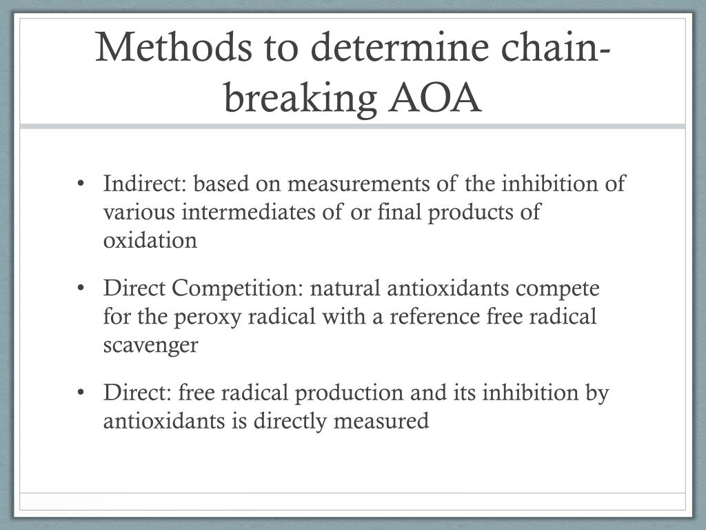 Ppt Methods To Determine The Chain Breaking Aoa Of Food Powerpoint