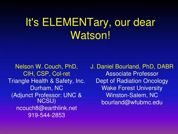 PPT - It's ELEMENTary, our dear Watson! PowerPoint Presentation, free ...