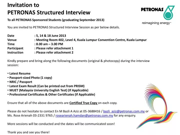 PPT - To all PETRONAS Sponsored Students (graduating September 2013 ...