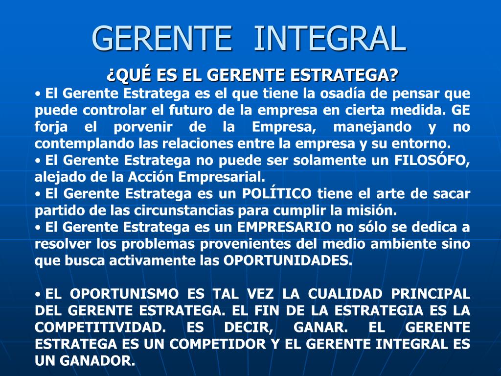 PPT - GERENCIA INTEGRAL Y PLANIFICACIÓN ESTRATÉGICA PowerPoint ...