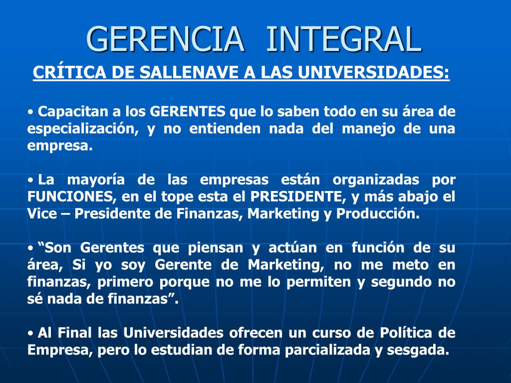 PPT - GERENCIA INTEGRAL Y PLANIFICACIÓN ESTRATÉGICA PowerPoint ...