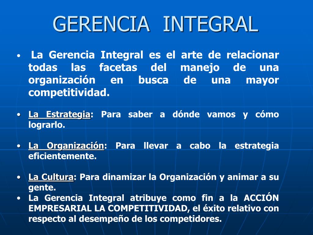 PPT - GERENCIA INTEGRAL Y PLANIFICACIÓN ESTRATÉGICA PowerPoint ...