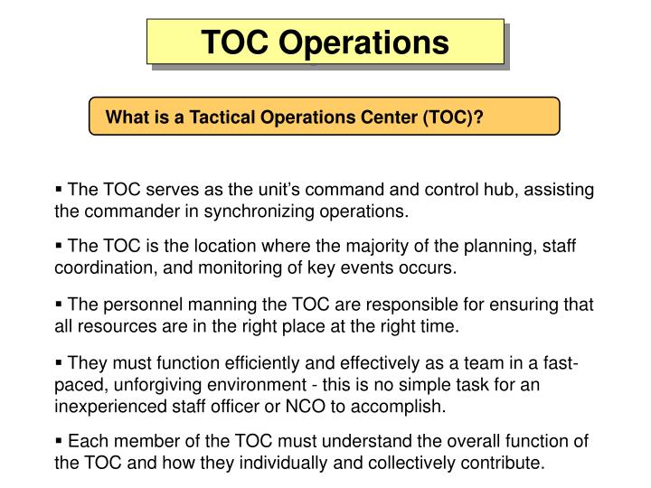 PPT - Welcome to the TOC Operations Class. PowerPoint Presentation - ID ...