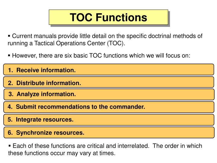 PPT - Welcome to the TOC Operations Class. PowerPoint Presentation - ID ...