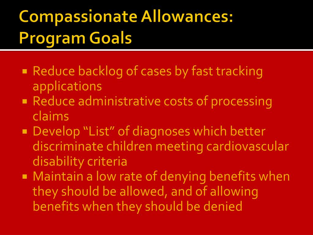 PPT - Pediatric and Congenital Heart Disease: Compassionate Allowances ...