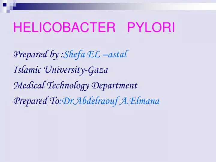 PPT - HELICOBACTER PYLORI PowerPoint Presentation, free download - ID ...