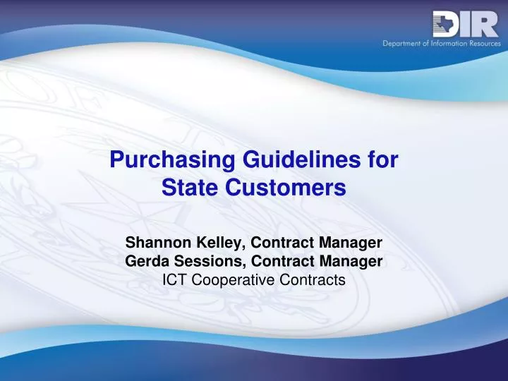 PPT - Purchasing Guidelines for State Customers PowerPoint Presentation ...