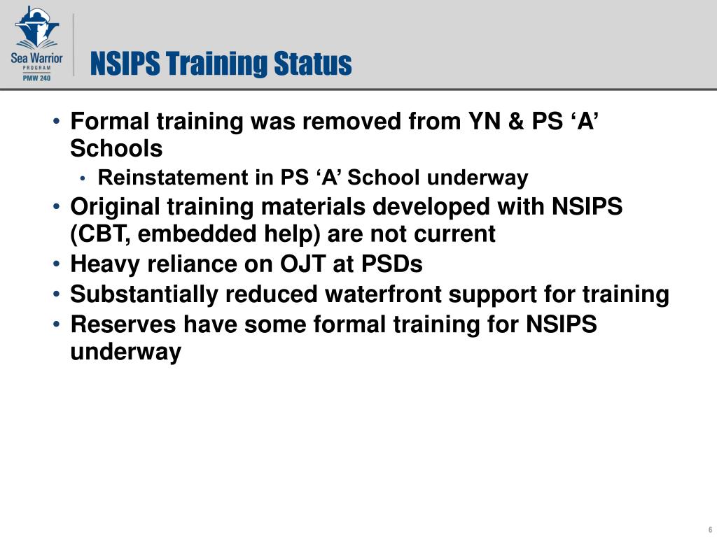 PPT - Navy Standard Integrated Personnel System (NSIPS) Training Status ...