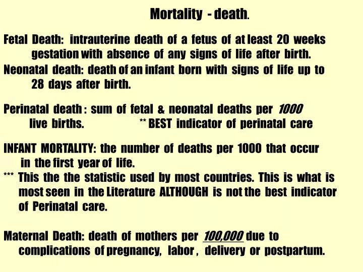 PPT - Mortality - death . PowerPoint Presentation, free download - ID ...
