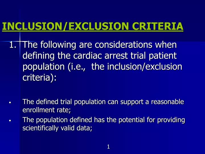 PPT - INCLUSION/EXCLUSION CRITERIA PowerPoint Presentation, free ...