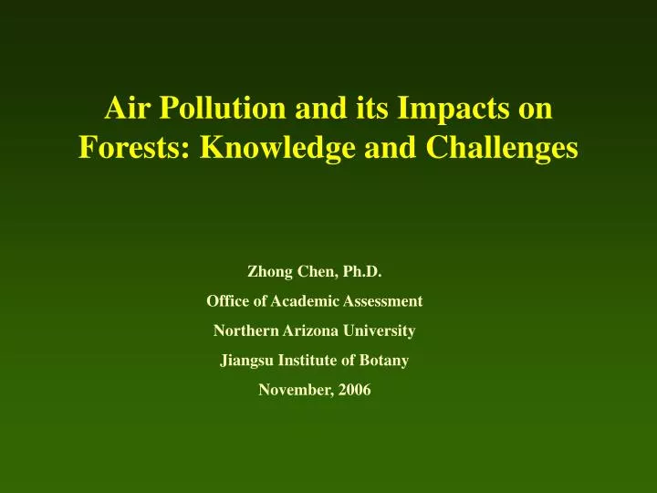 PPT - Air Pollution and its Impacts on Forests: Knowledge and ...
