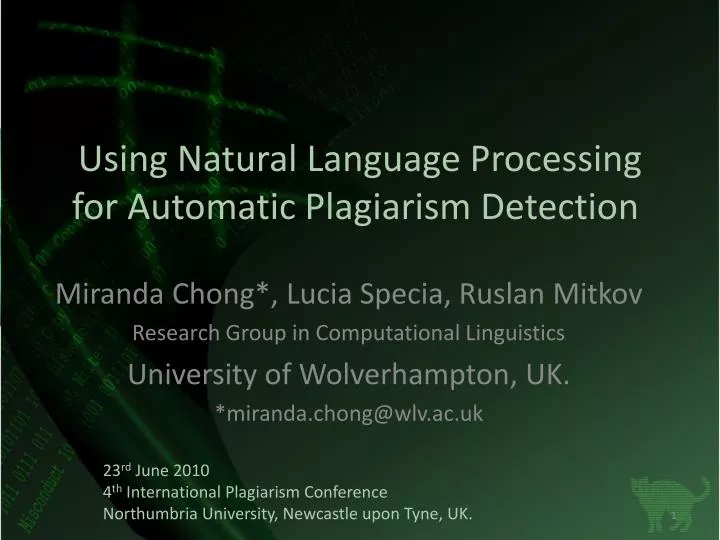 Ppt Using Natural Language Processing For Automatic Plagiarism