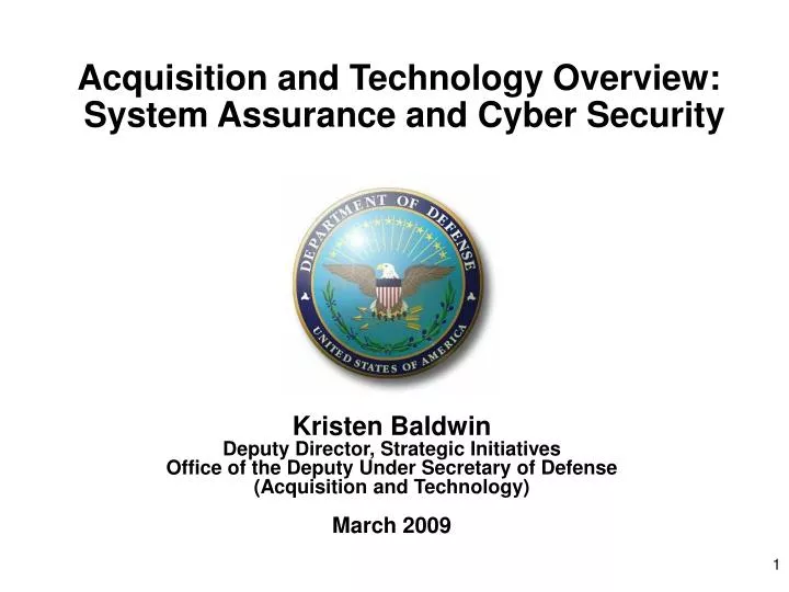 PPT - Acquisition and Technology Overview: System Assurance and Cyber ...