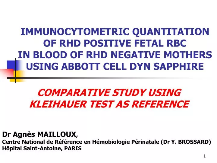 PPT - COMPARATIVE STUDY USING KLEIHAUER TEST AS REFERENCE PowerPoint ...