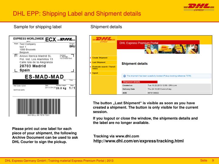 PPT - DHL Express Premium Portal Training material PowerPoint ...