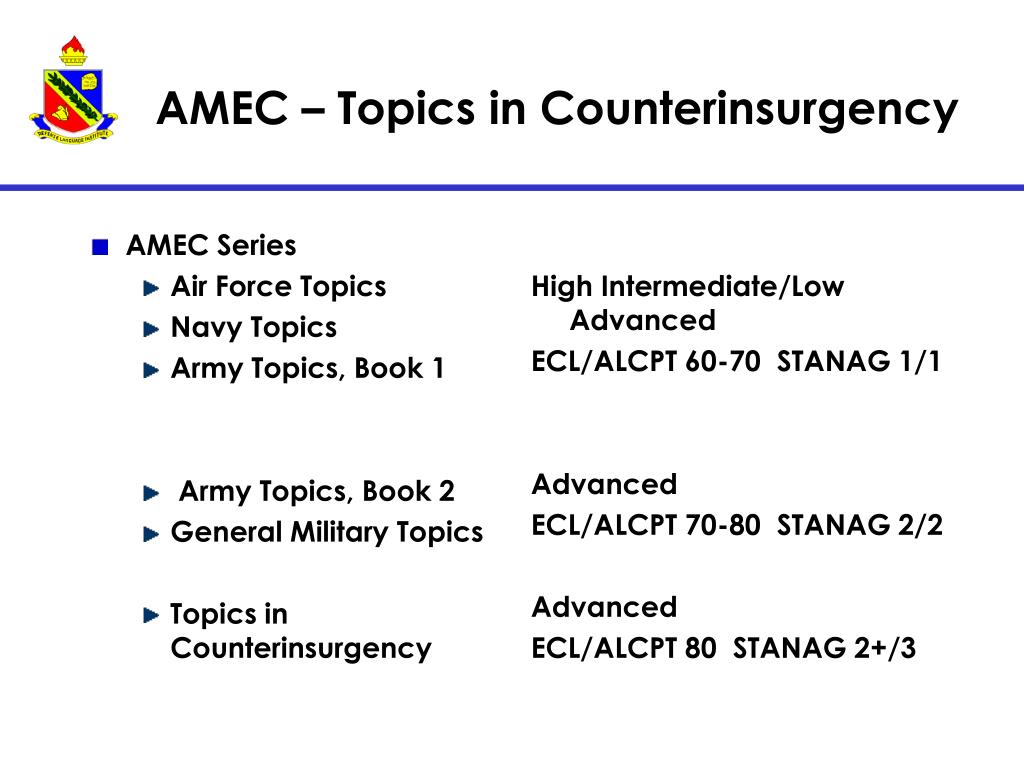 PPT - American Military English Course Topics in Counterinsurgency ...