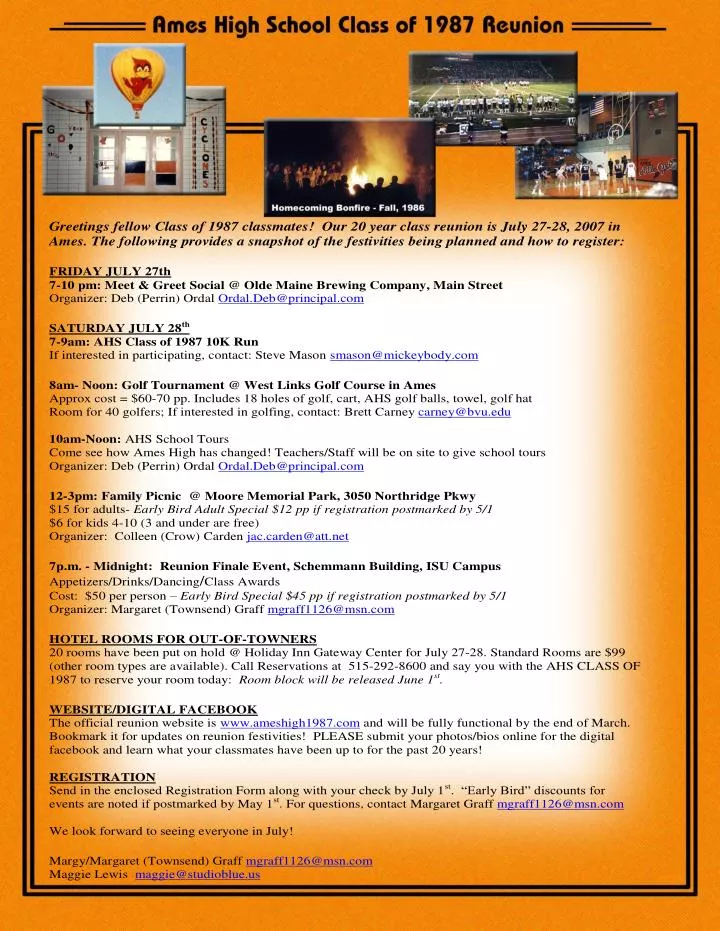 PPT - AHS 1987 20 year reunion schedule of events Invitation PowerPoint ...