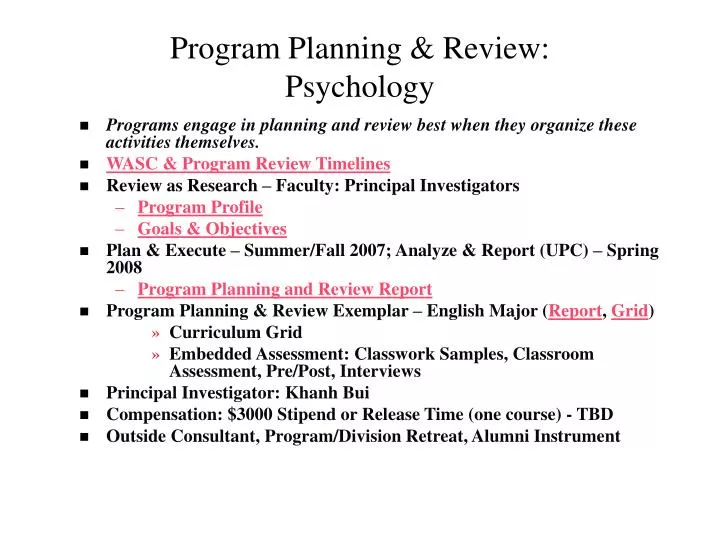 PPT - Program Planning & Review: Psychology PowerPoint Presentation ...