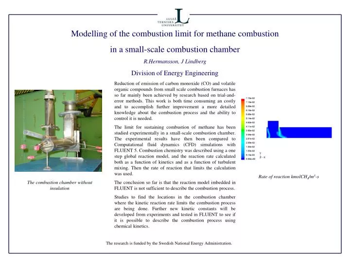 PPT - Modelling of the combustion limit for methane combustion in a ...