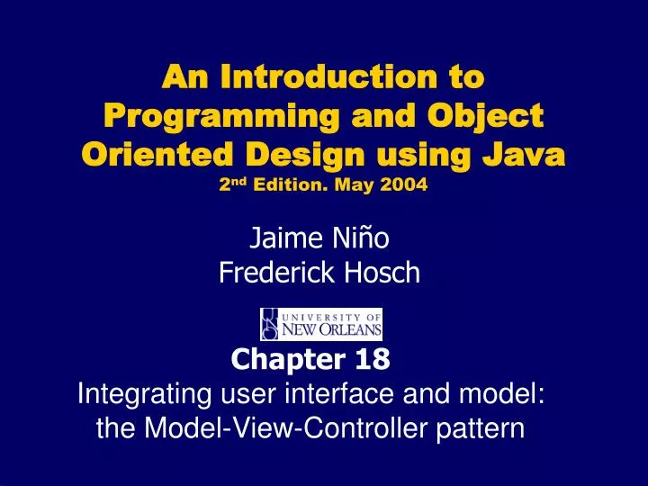 PPT - Chapter 18 Integrating user interface and model: the Model-View-Controller pattern ...