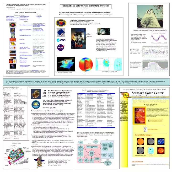 PPT - The Wilcox Solar Observatory at Stanford has been operating since ...