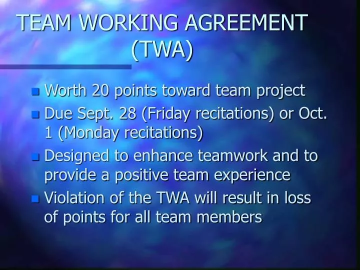 PPT - TEAM WORKING AGREEMENT (TWA) PowerPoint Presentation, free ...