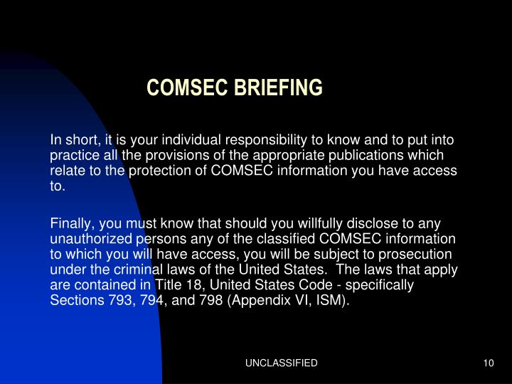 PPT - COMSEC BRIEFING PowerPoint Presentation - ID:6665618