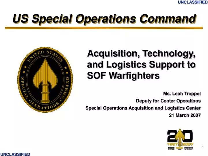 PPT - Acquisition, Technology, and Logistics Support to SOF Warfighters ...
