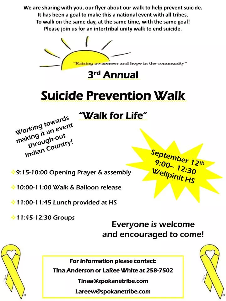 PPT - 3 rd Annual Suicide Prevention Walk “Walk for Life” PowerPoint ...