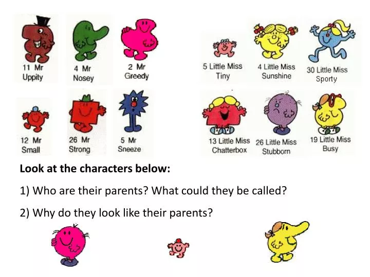 PPT - Look at the characters below: 1) Who are their parents? What ...