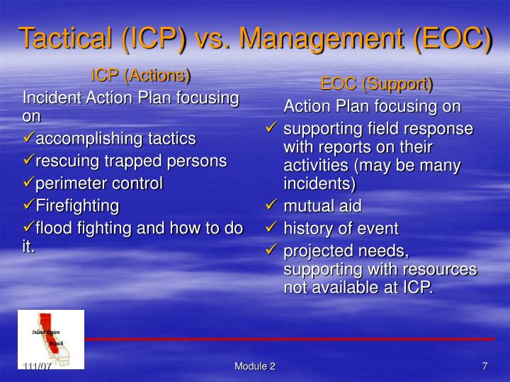 PPT - Incident Command Post (ICP) vs. Emergency Operations Center (EOC ...