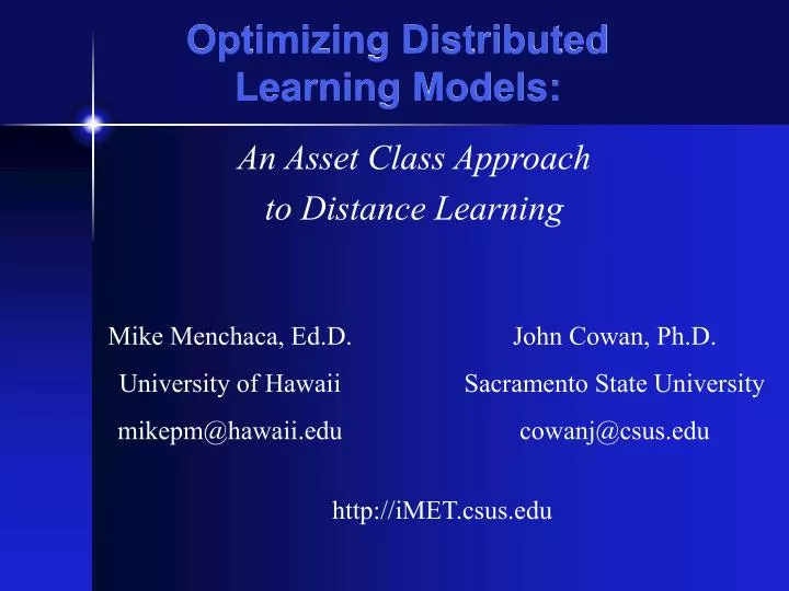 PPT - Optimizing Distributed Learning Models: PowerPoint Presentation ...