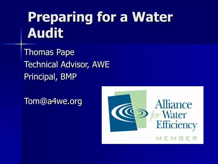 PPT - Preparing for a Water Audit PowerPoint Presentation, free ...