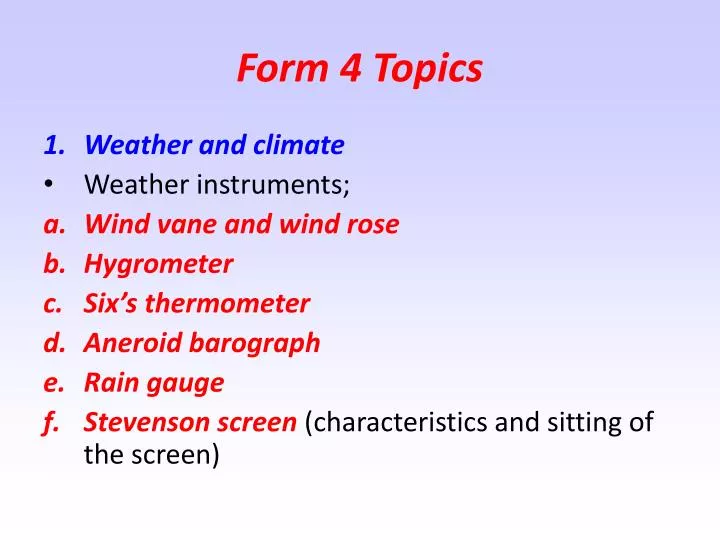 PPT - Form 4 Topics PowerPoint Presentation, free download - ID:6673609