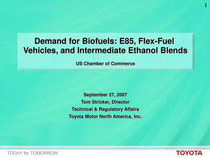 PPT - Demand for Biofuels: E85, Flex-Fuel Vehicles, and Intermediate ...