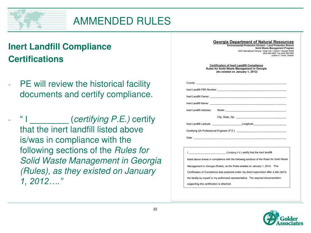 PPT - Georgia Inert Landfill Regulations PowerPoint Presentation, free ...