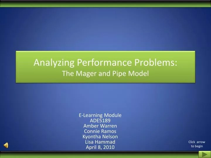 PPT - Analyzing Performance Problems: The Mager and Pipe Model ...
