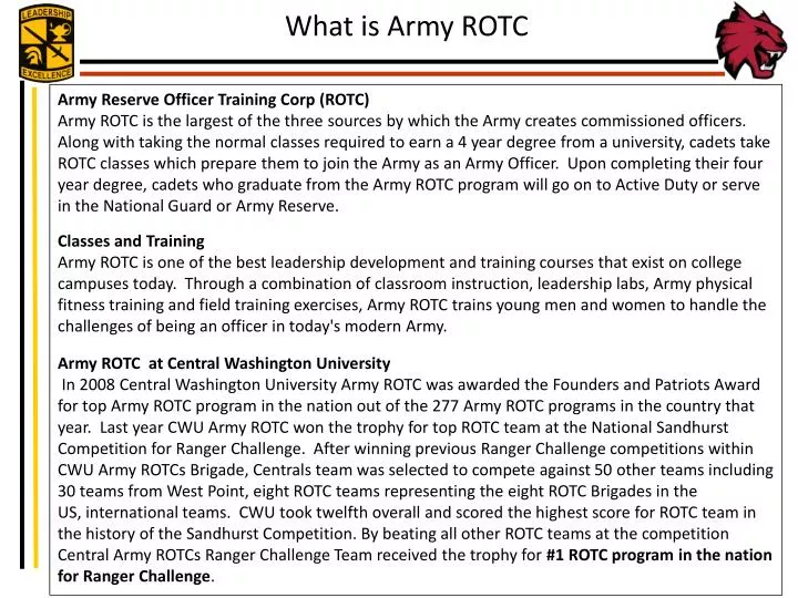 PPT - Army Reserve Officer Training Corp (ROTC) PowerPoint Presentation ...
