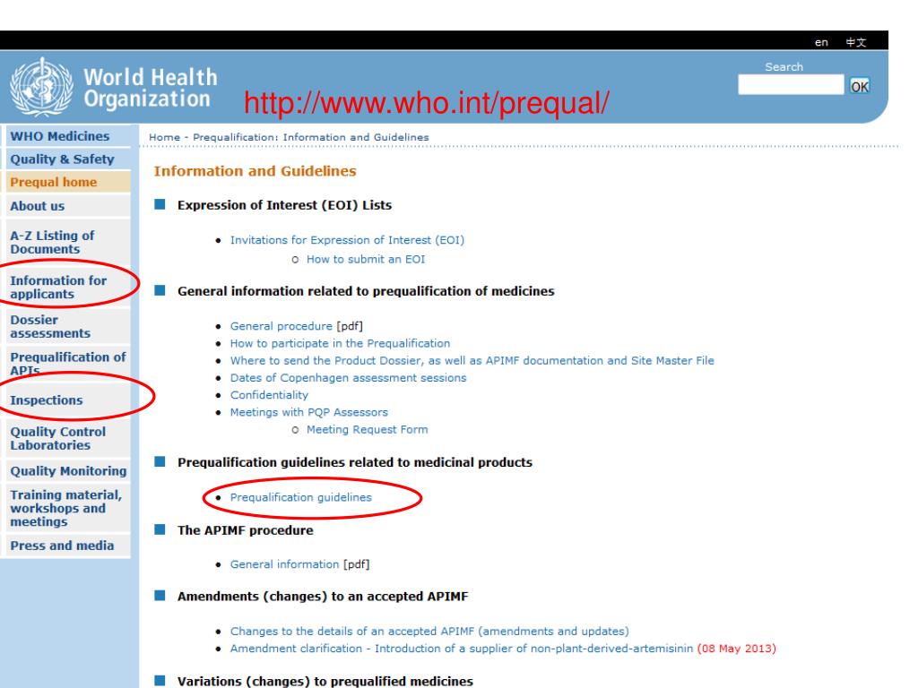PPT - WHO Prequalification – Medicines Finished Pharmaceutical Products ...