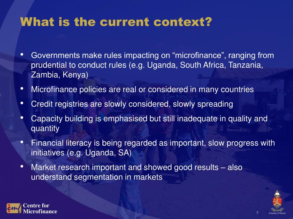 PPT - Microfinance in Rural and Urban Africa – Reality, Context and ...