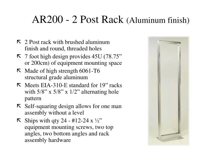 PPT - AR200 - 2 Post Rack (Aluminum finish) PowerPoint Presentation ...