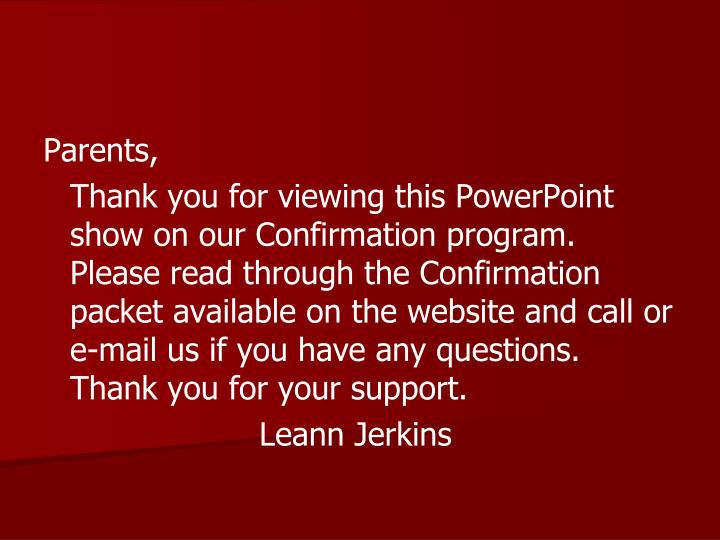 PPT - Welcome to Confirmation PowerPoint Presentation - ID:6681331