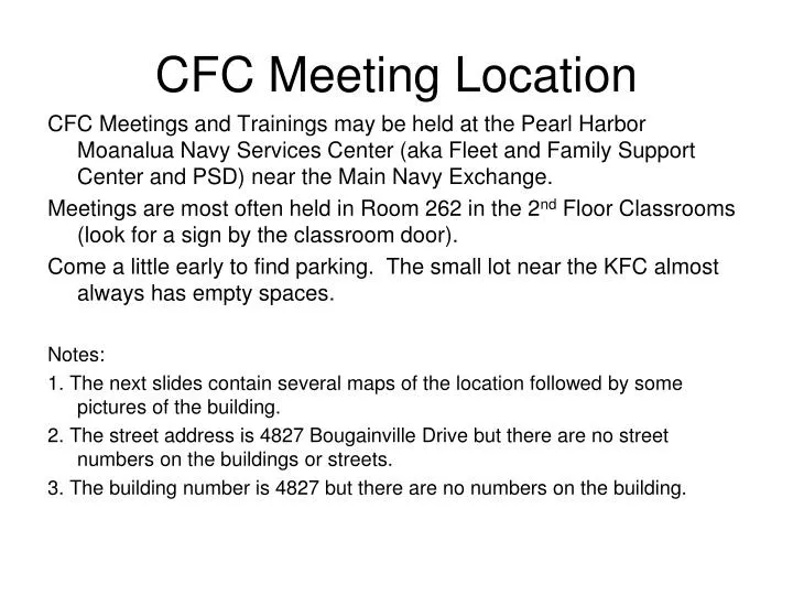 PPT - CFC Meeting Location PowerPoint Presentation, free download - ID ...