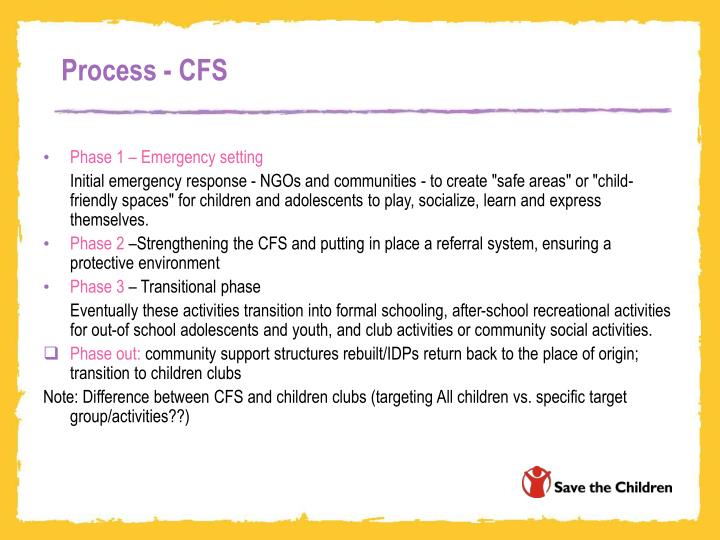 PPT - Child Friendly Spaces: Protection for Children in Emergencies ...
