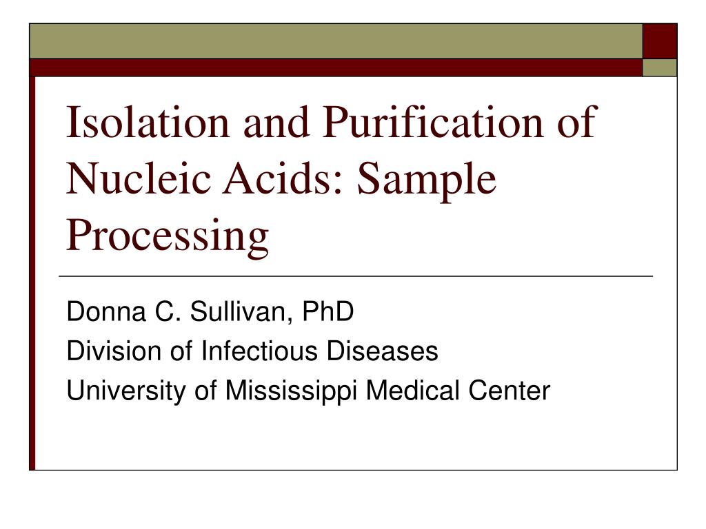 PPT - Isolation and Purification of Nucleic Acids: Sample Processing ... PPT - Isolation and Purification of Nucleic Acids: Sample Processing ...