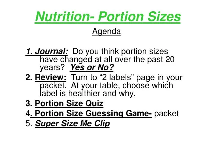 PPT - Nutrition- Portion Sizes PowerPoint Presentation, free download ...