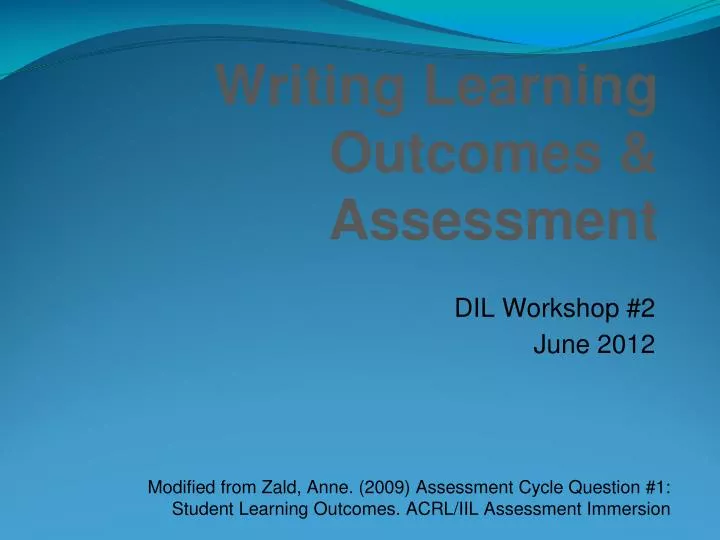 PPT - Writing Learning Outcomes & Assessment PowerPoint Presentation ...