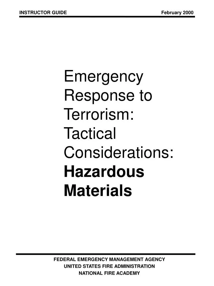 PPT - Emergency Response to Terrorism: Tactical Considerations ...
