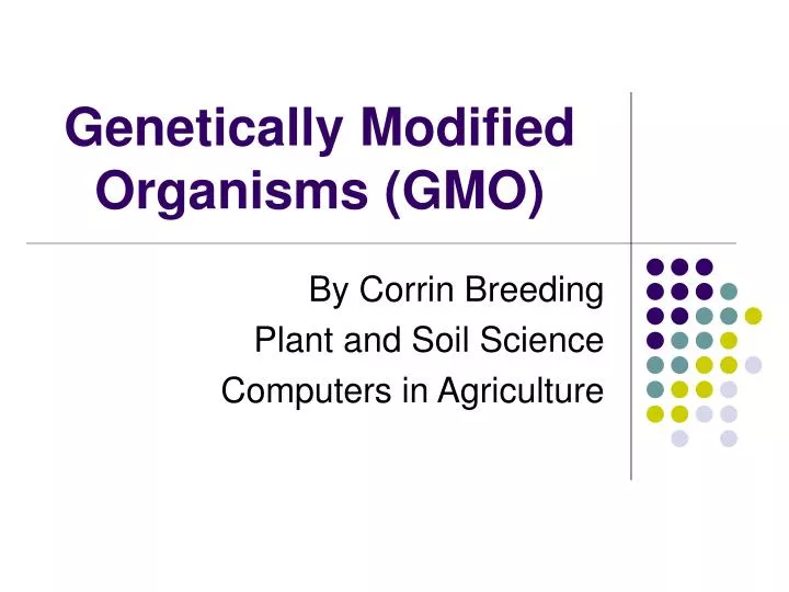 PPT - Genetically Modified Organisms (GMO) PowerPoint Presentation ...