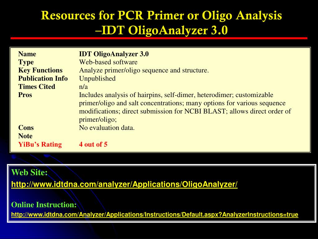 PPT - Essential Bioinformatics Resources for Designing PCR Primers and ...